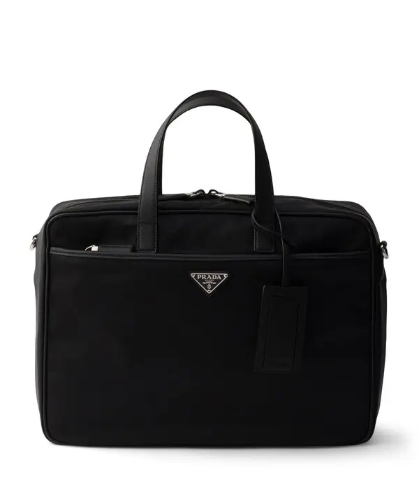 Prada Re-nylon And Saffiano Leather Briefcase - Black