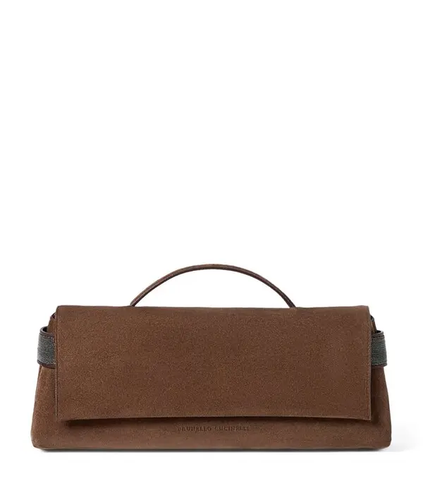 Brunello Cucinelli Suede Flap Top-handle Bag - Brown