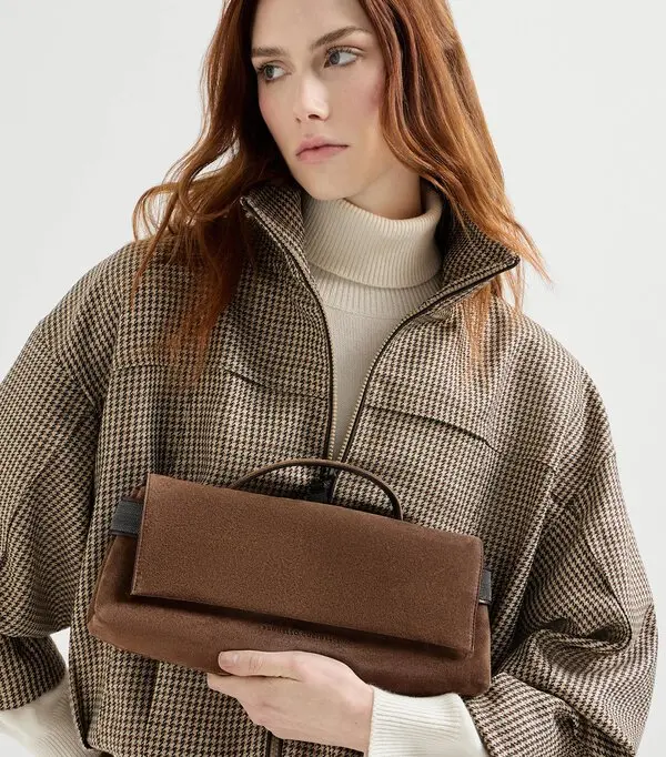 Brunello Cucinelli Suede Flap Top-handle Bag - Brown