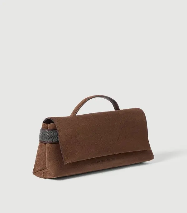 Brunello Cucinelli Suede Flap Top-handle Bag - Brown