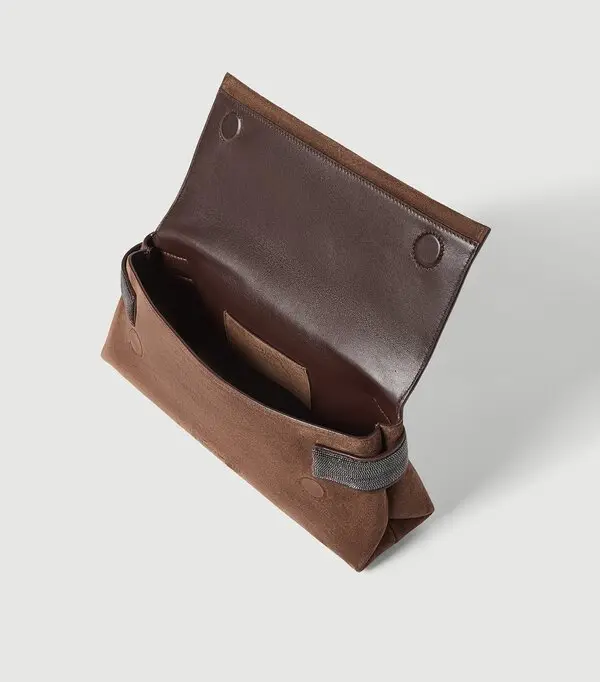 Brunello Cucinelli Suede Flap Top-handle Bag - Brown