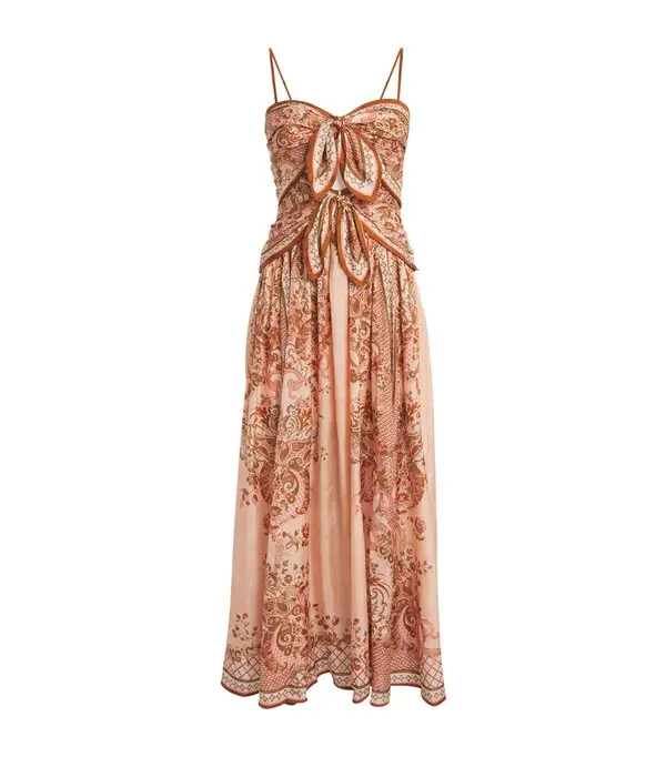 Zimmermann Silk Paisley Aster Midi Dress - Pink