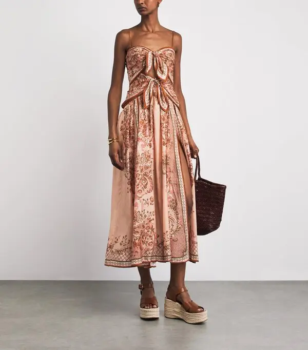 Zimmermann Silk Paisley Aster Midi Dress - Pink