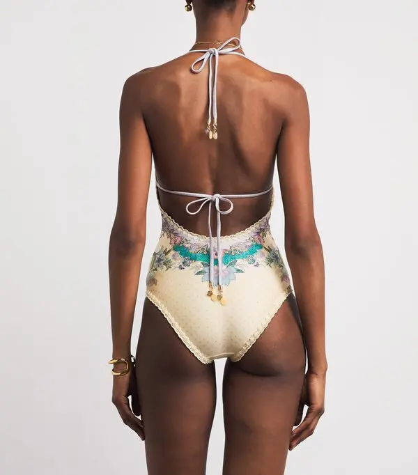 Zimmermann Indra Halterneck Crochet One Piece - Yellow