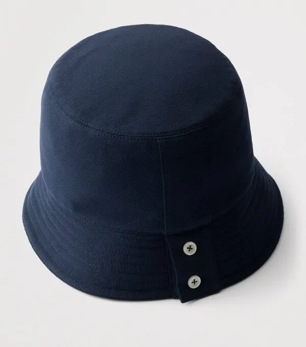 Prada Cotton Piqué Embroidered Bucket Hat - Blue