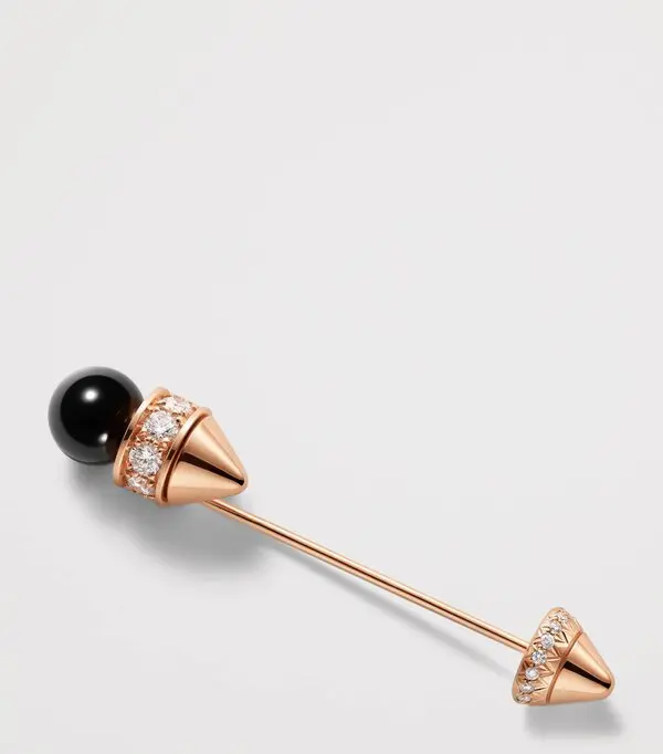 Cartier Rose Diamond And Onyx Tie Pin