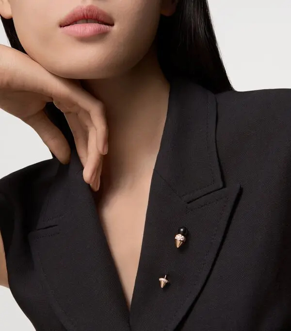 Cartier Rose Diamond And Onyx Tie Pin