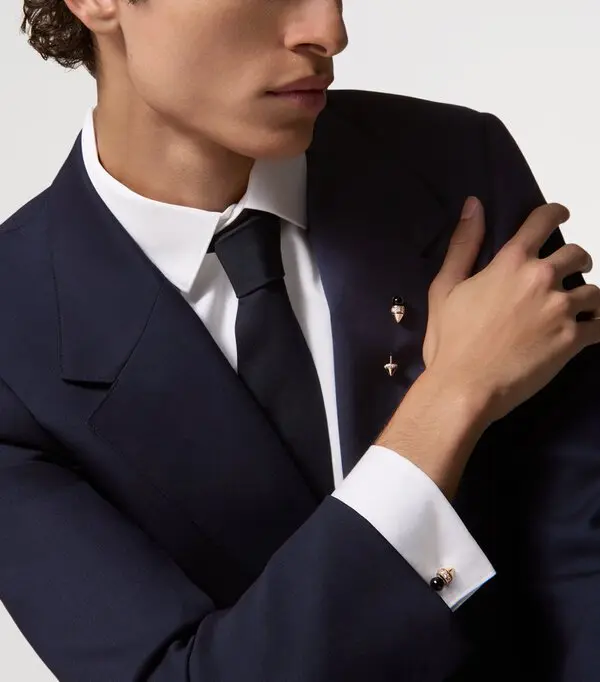 Cartier Rose Diamond And Onyx Tie Pin