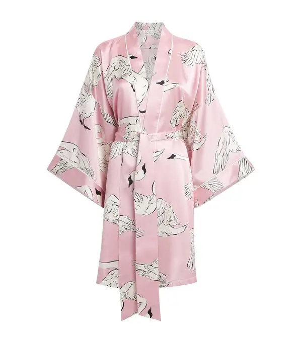 Olivia Von Halle Silk Swan Mimi Robe - Pink