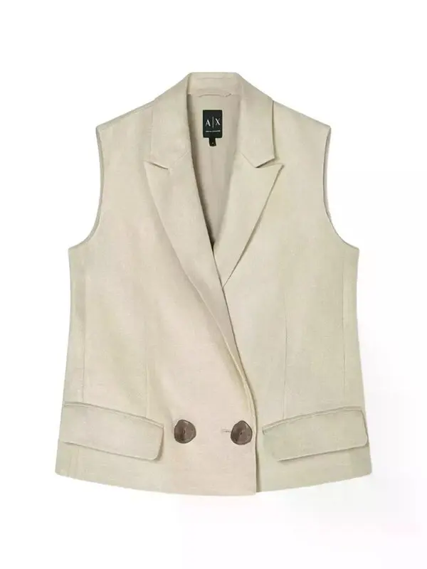 Armani Exchange Double-breasted Linen Waistcoat - Neutrals