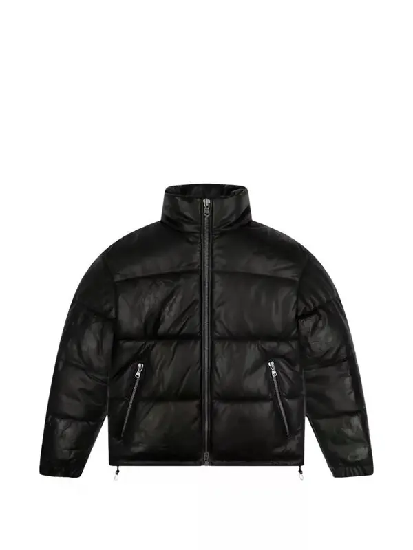 DENIM TEARS Embossed Wreath Leather Puffer Jacket - Black