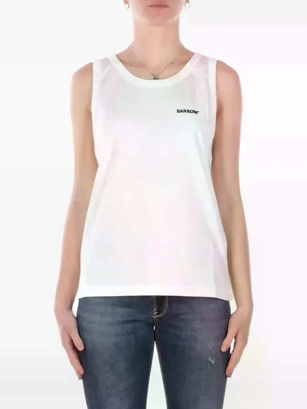 BARROW Cotton Logo Print Vest - White