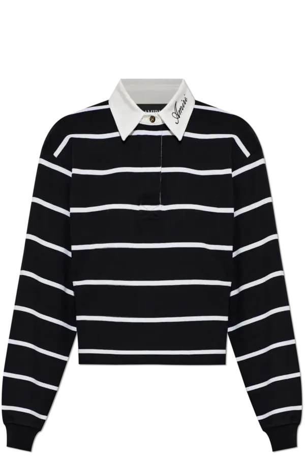 Amiri Striped Pattern Polo - Black