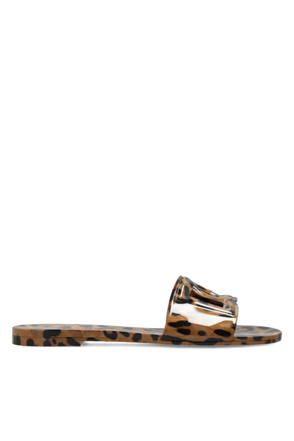 Dolce & Gabbana Leopard Print Flat Slides - Brown