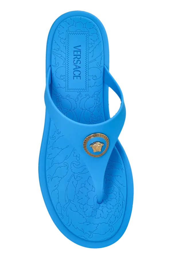 Versace Rubber Flip-flops With Medusa Medallion - Blue