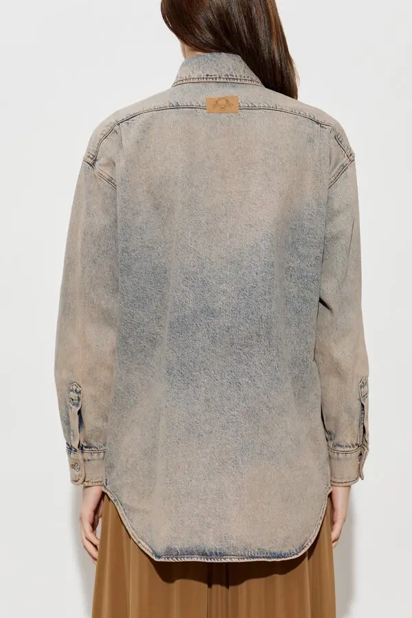 Moschino Denim Shirt With Heart Appliqu