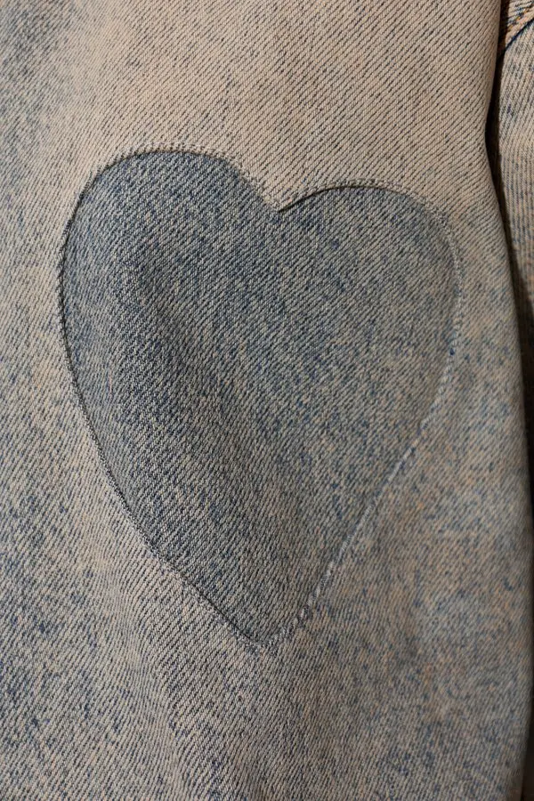 Moschino Denim Shirt With Heart Appliqu
