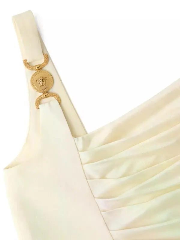 Versace Asymmetric Draped Mini Dress With Medusa '95 Hardware
