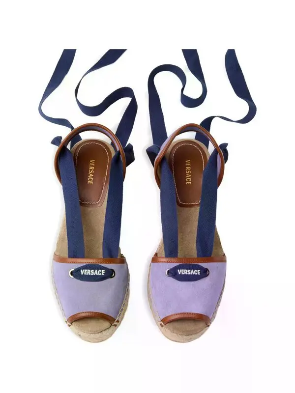 Versace Lola Suede Wedge Espadrille Sandals