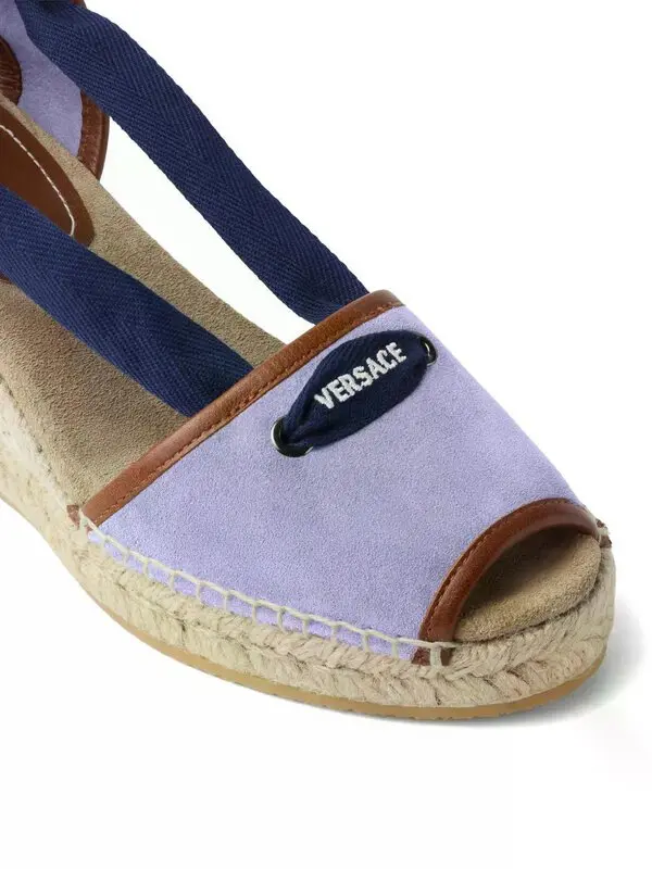 Versace Lola Suede Wedge Espadrille Sandals