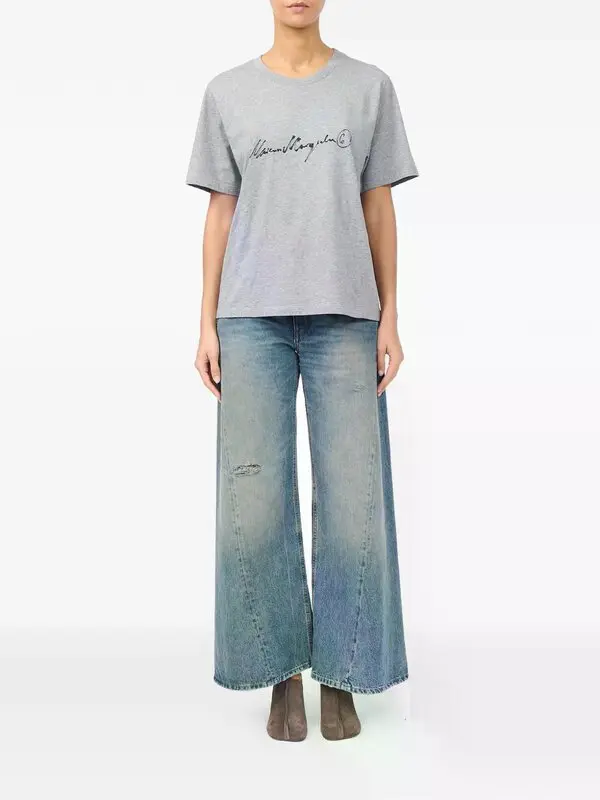 MAISON MARGIELA Mélange Cotton Jersey T-shirt With Handwritten Print - Grey