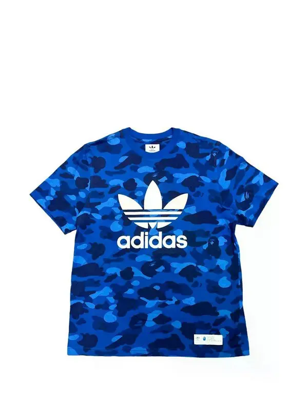A BATHING APE X Adidas Camo-print Logo-print T-shirt