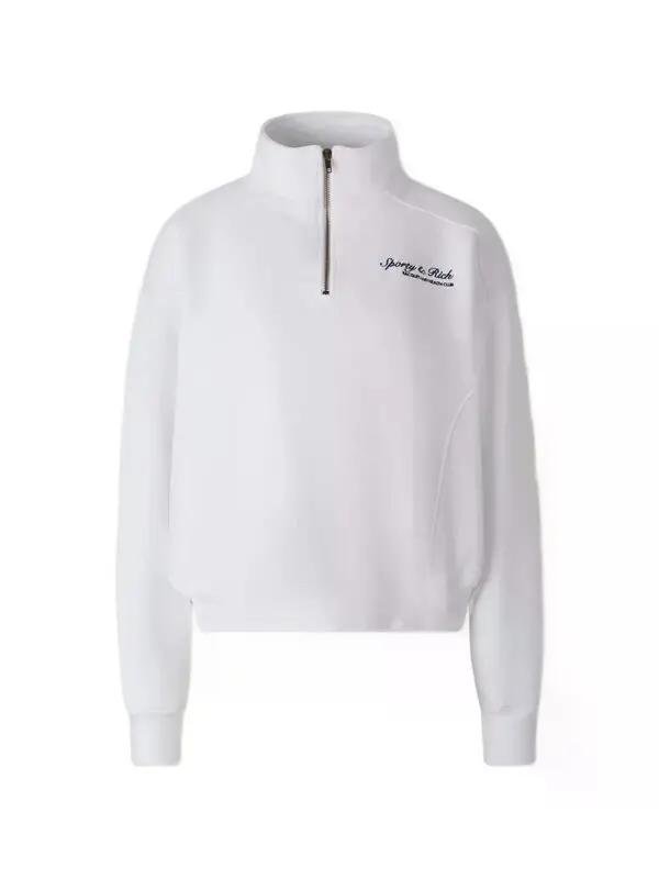 SPORTY & RICH Syracuse Logo-embroidered Quarter-zip Sweatshirt - White