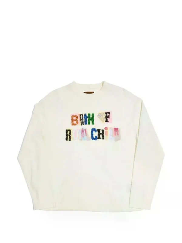 BIRTH OF ROYAL CHILD Sequin-logo Long-sleeve T-shirt - White