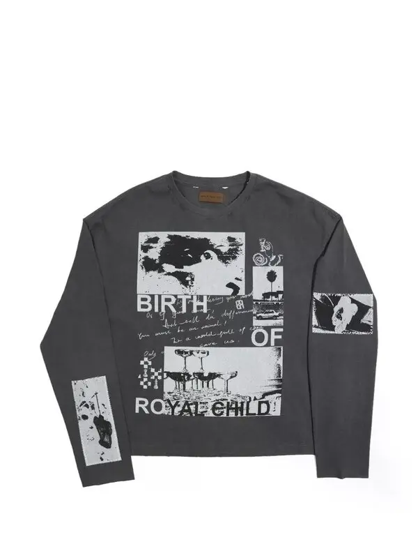BIRTH OF ROYAL CHILD Graphic-print Long-sleeve Sweatears - Grey
