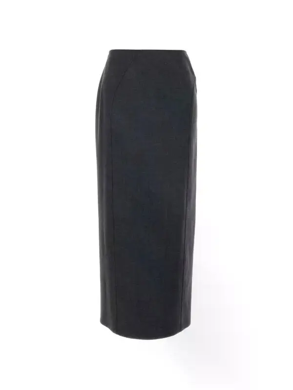 JIL SANDER Woven Pencil Midi Skirt With Rear Slit - Grey