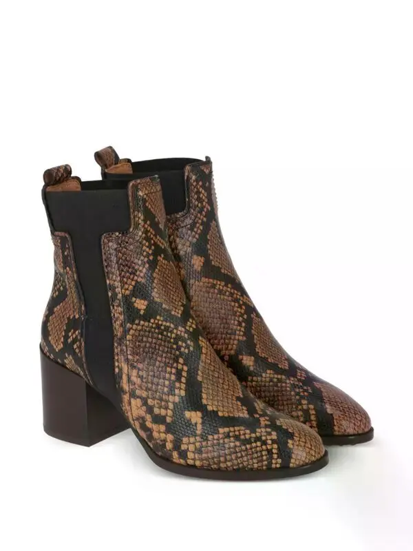 TOD'S Snake-effect Leather Ankle Boots