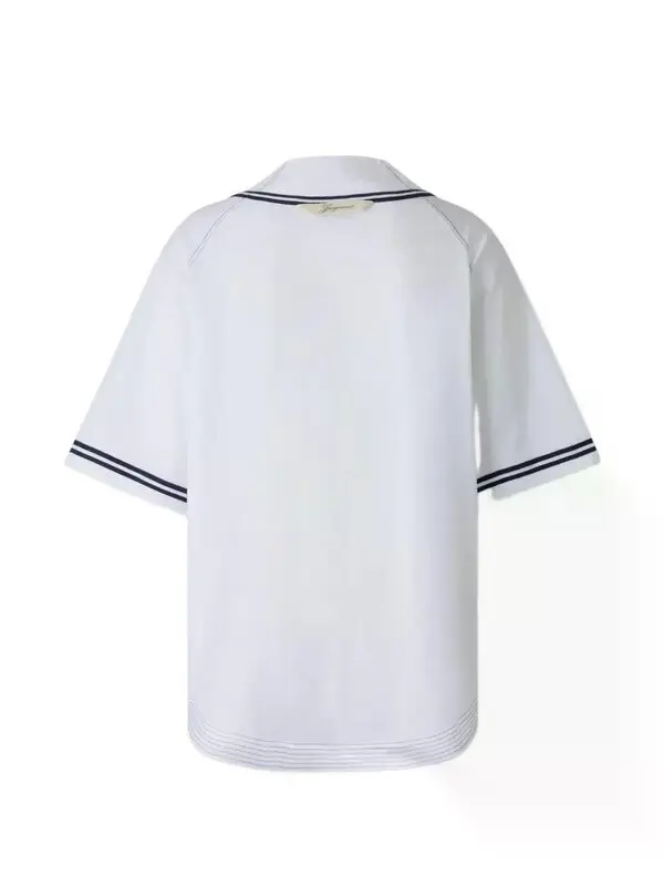 Jacquemus The Baseball Striped-trim Embroidered-logo Shirt