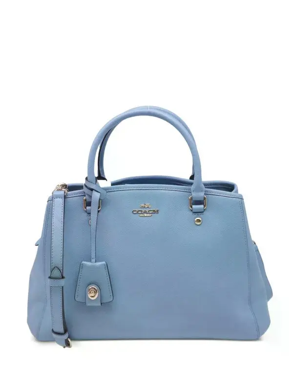 COACH VINTAGE Lillie Carryall Leather Tote Bag - Blue