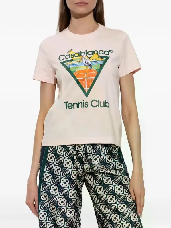 Casablanca Tennis Club Graphic Print T-shirt - Pink