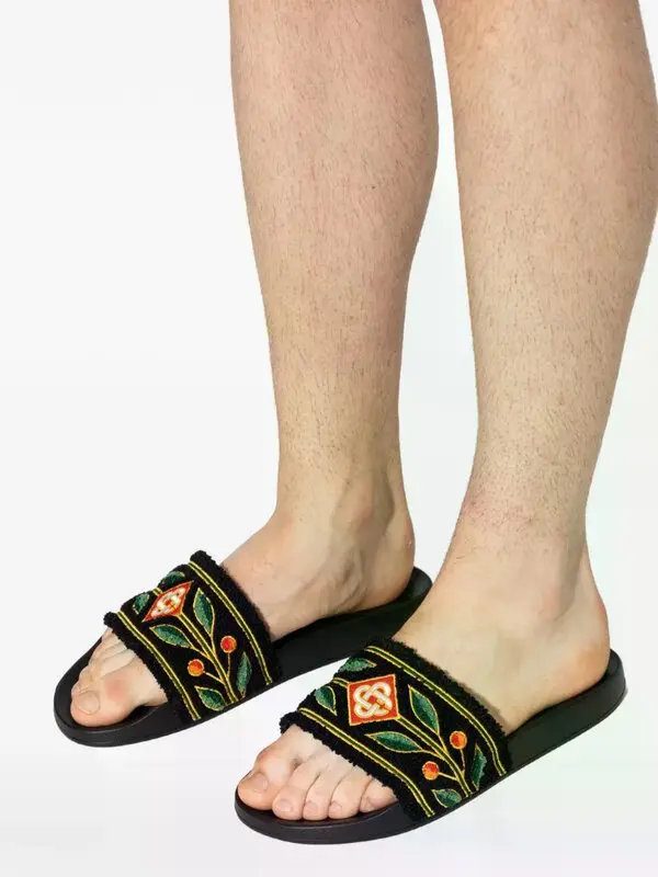 Casablanca Embroidered Logo Slides