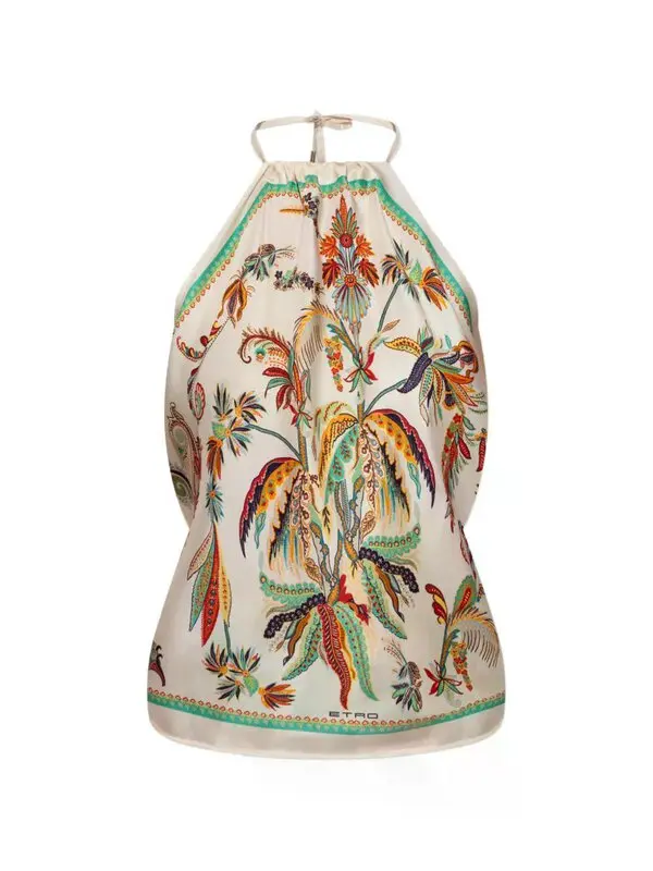 Etro Floral Print Halter Neck Blouse - Neutrals