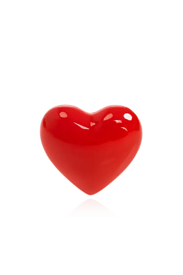 Moschino Ring With Heart Motif - Red