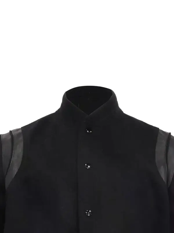 Saint Laurent Wool Leather Trimmed Teddy Bomber Jacket