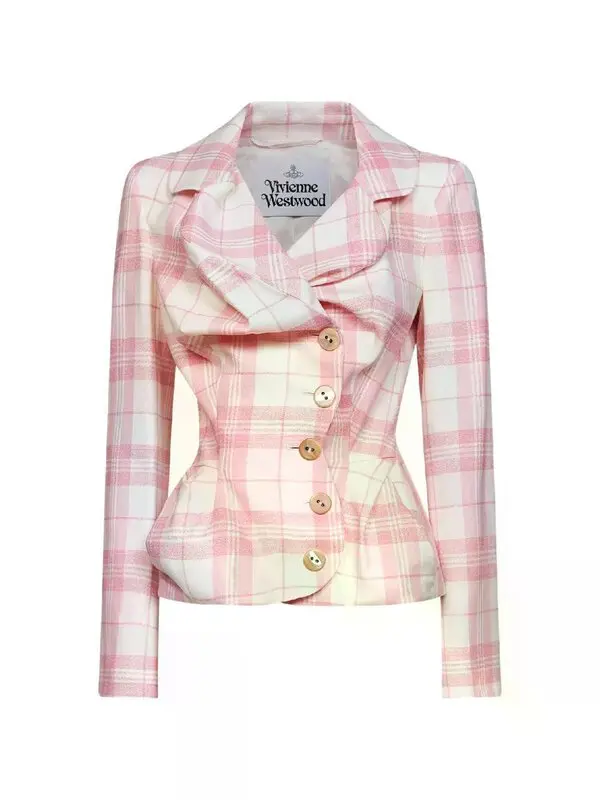VIVIENNE WESTWOOD Asymmetric Tartan Jacket - Pink