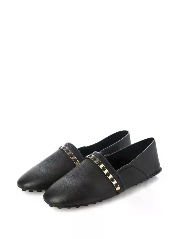 FERRAGAMO Chain-strap Leather Ballet Flats - Black