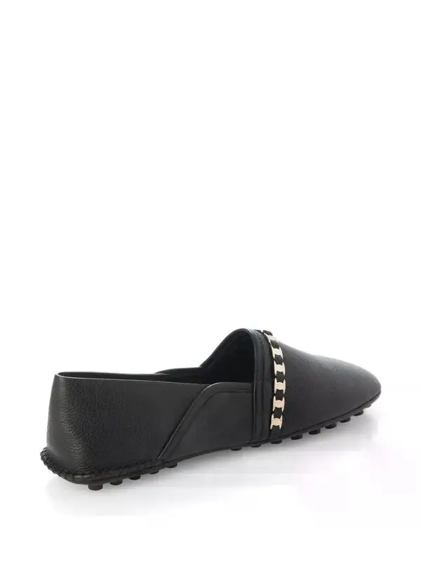 FERRAGAMO Chain-strap Leather Ballet Flats