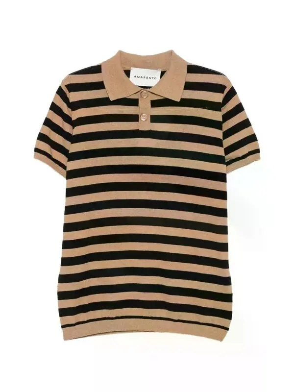 AMARANTO Striped Short-sleeve Polo Shirt