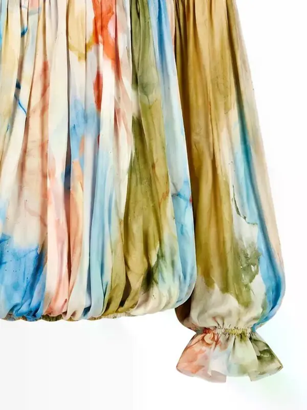 Ulla Johnson Pleated Abstract Print Blouse