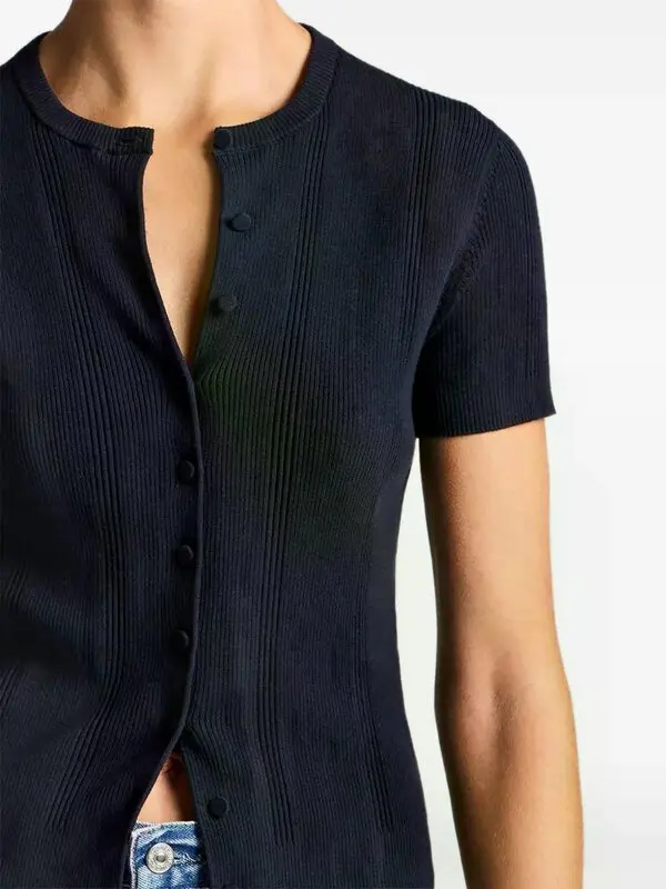 Vince Ribbed Short-sleeve Cardigan