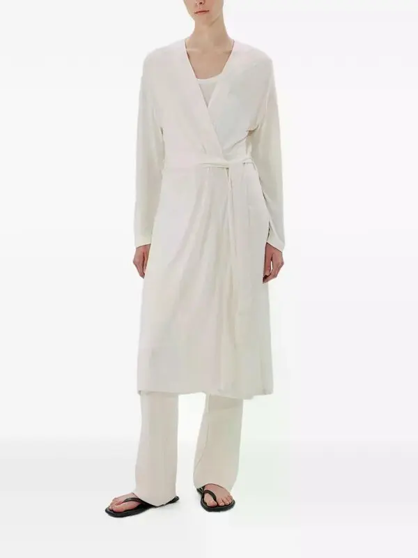 Another Tomorrow Belted Jersey Robe - Neutrals
