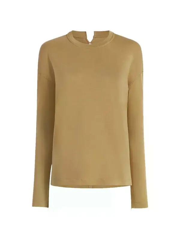 Another Tomorrow Seamed Long-sleeve Top
