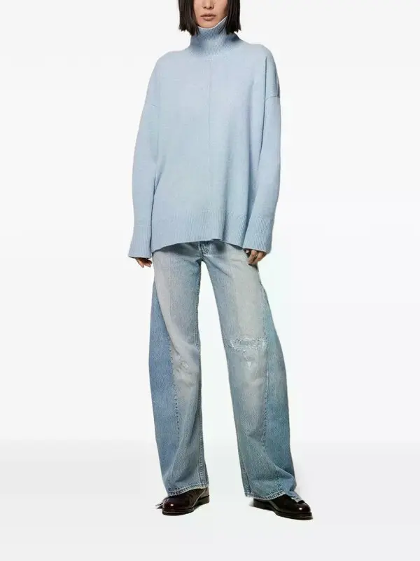 Another Tomorrow Cashmere Turtleneck Sweater With Seam Detail