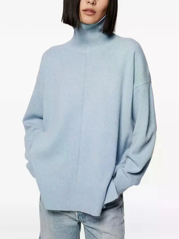 Another Tomorrow Cashmere Turtleneck Sweater With Seam Detail