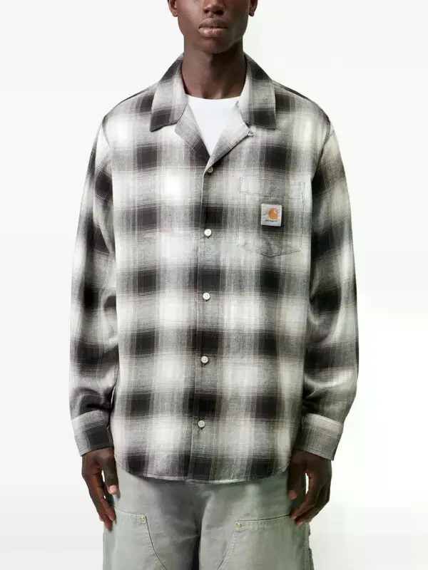 Carhartt Work In Progress Check-pattern Logo-patch Shirt - Black