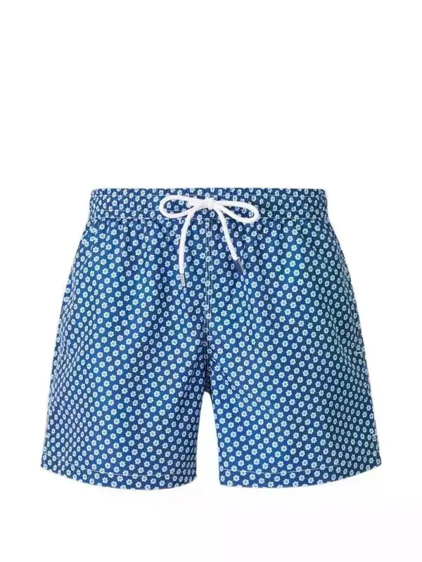 Fedeli Drawstring Swim Shorts With Floral Motif